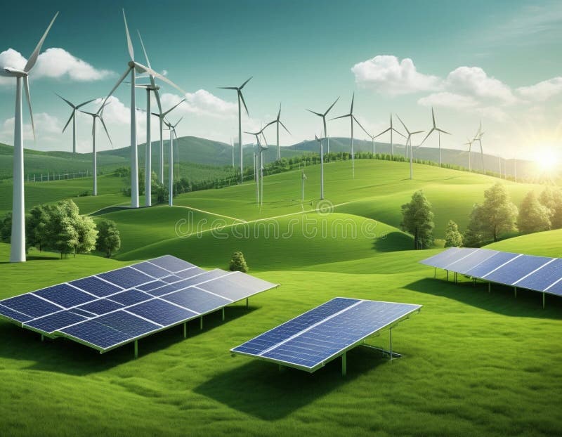 Seamless Integration of Green Energy Solutions Stock Illustration ...