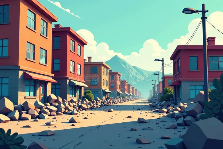 Flat Design Illustration of Earthquake Disaster Impactful Visual ...