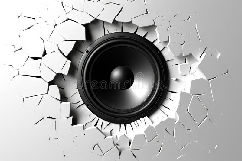 Impactful Sound White Wall Breaking with Powerful Loudspeaker. Created ...