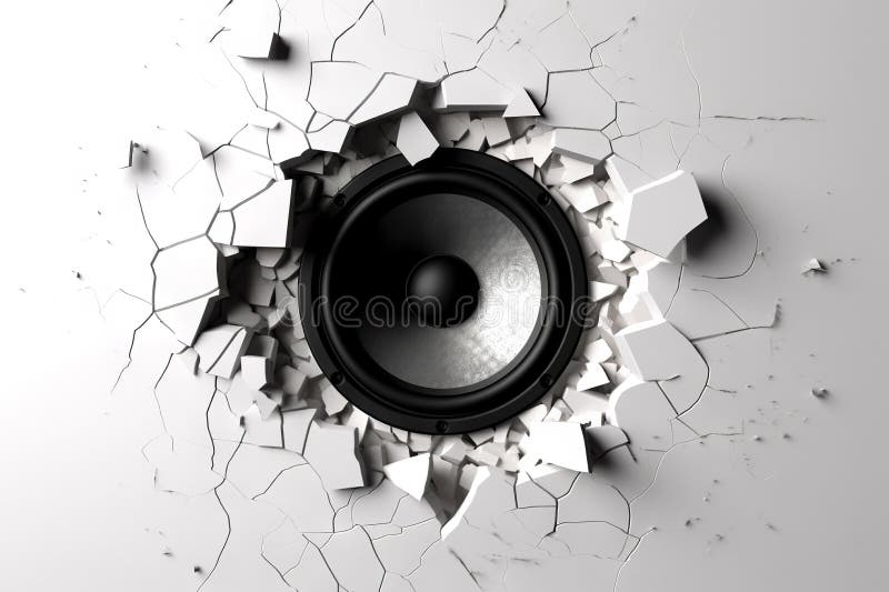 Impactful Sound White Wall Breaking with Powerful Loudspeaker. Created ...