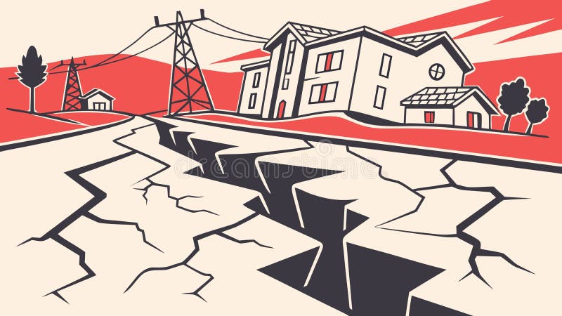 Devastating Earthquake Scene with Cracked Earth, Disaster Vector ...