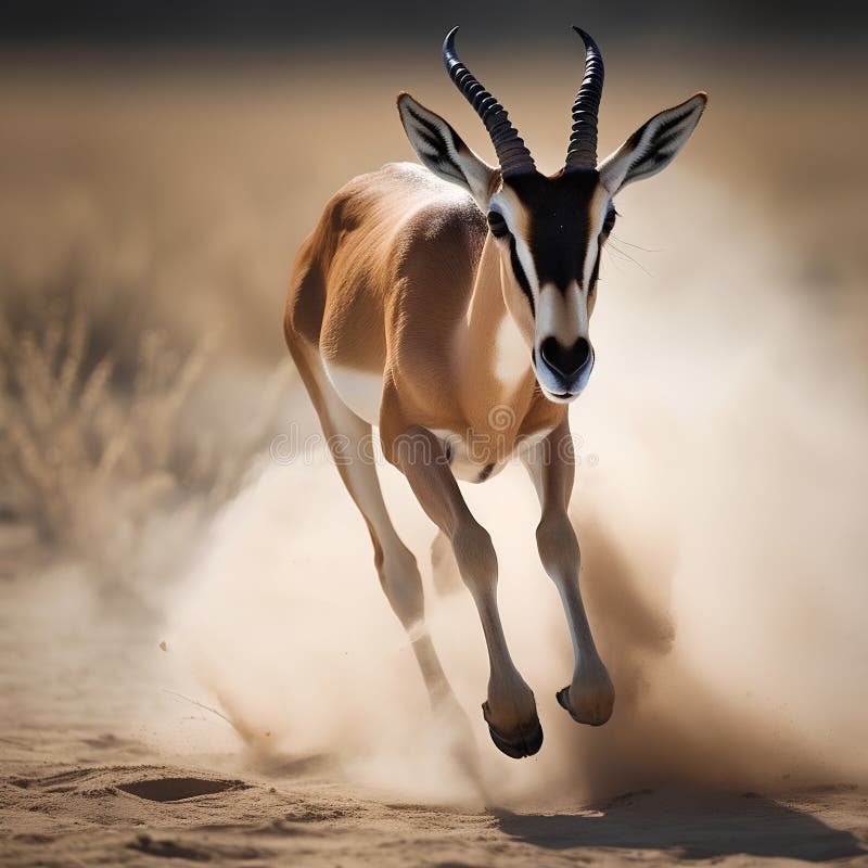 Impala Antelope Running in Dust, Etosha National Park, Namibia Stock ...