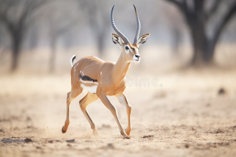 Impala Running from Unseen Predator Stock Photo - Image of urgent ...