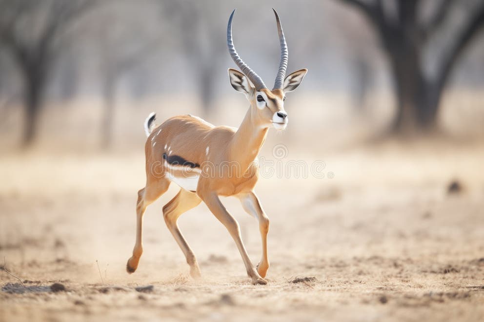 Impala Running from Unseen Predator Stock Photo - Image of urgent ...