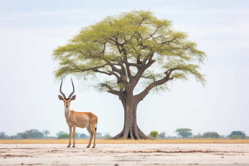 Impala Standing Alone Framed by Acacia Tree Stock Image - Image of ...