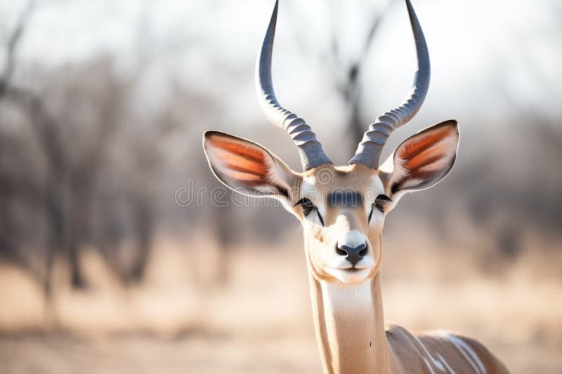 Impala with Unique Horn Structure Standing Apart Stock Image - Image of ...