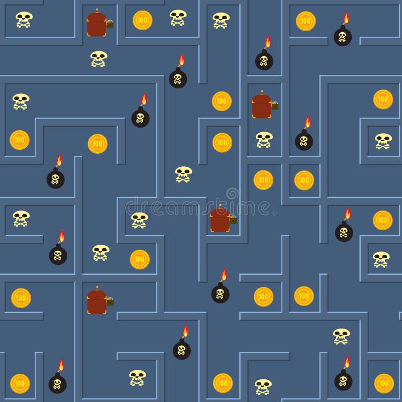 An Impassable Labyrinth with Treasures and Traps. Stock Vector ...