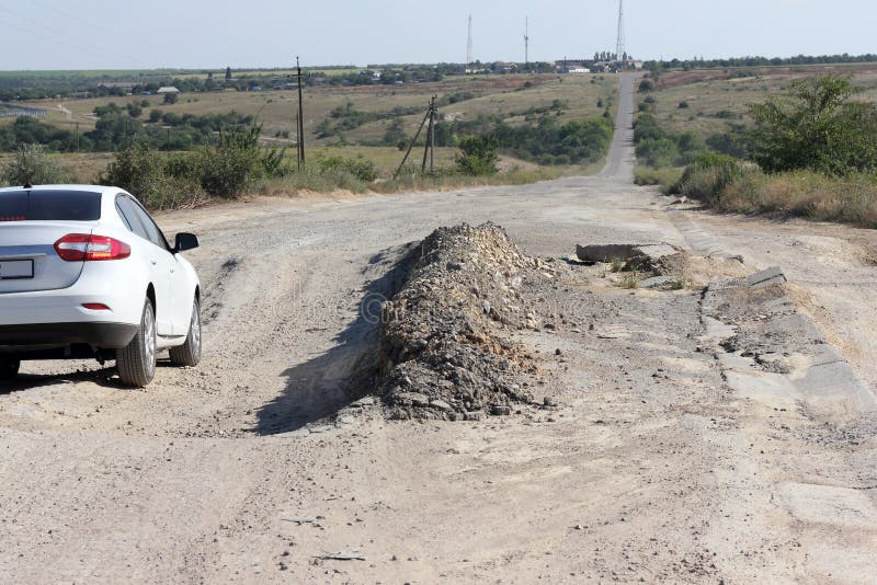 Impassable Section of Road on the Highway Stock Image - Image of ...
