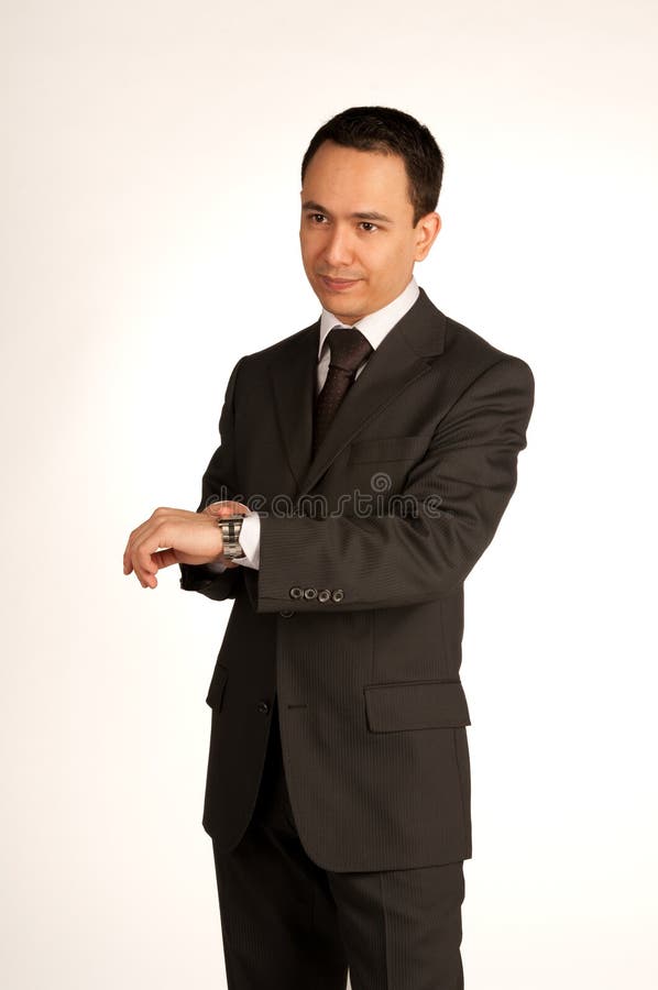 Impatient Businessman Pointing at Watch Stock Image - Image of ...