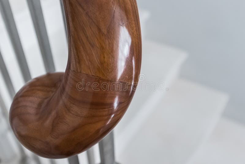 Impeccable Hand Rail with Wood Grain Detail Stock Image - Image of ...