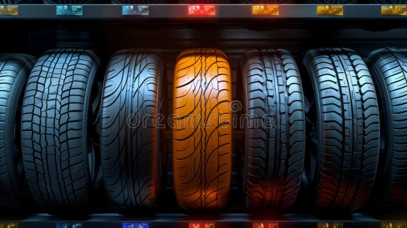 Impeccably Organized Tire Display with Bold Orange Accent Adds Striking ...