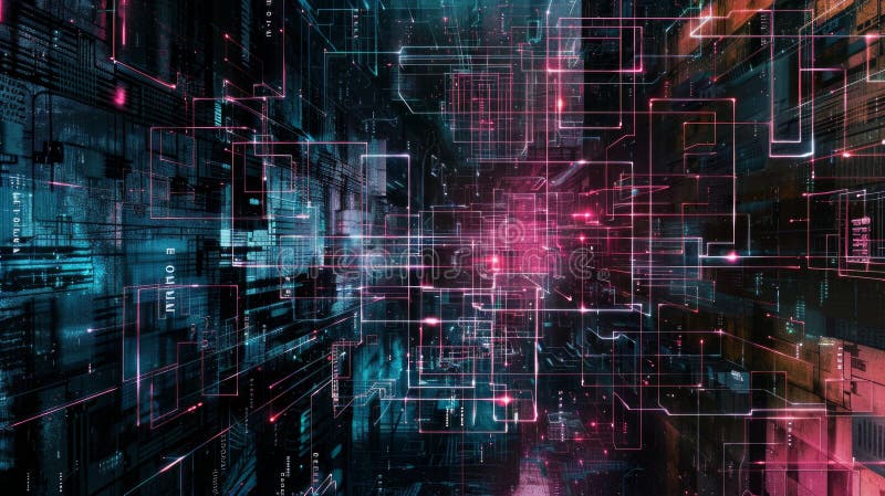 Impenetrable Maze of Cybersecurity Firewalls and Barriers Stock Photo ...