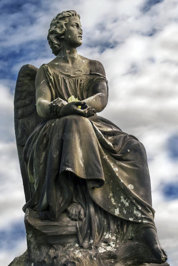 Stone Angel stock image. Image of stone, clouds, glasgow - 63155421