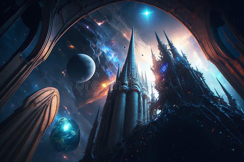 An Imperial Cathedral from an Alien Planet in Space. Stock Illustration ...