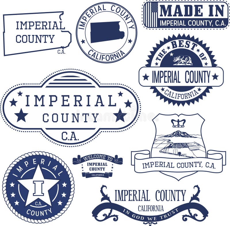 Imperial County, CA. Set of Stamps and Signs Stock Vector ...