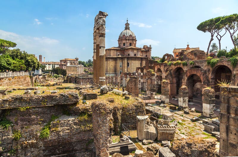 Imperial Forum in Rome. stock image. Image of culture - 104101365