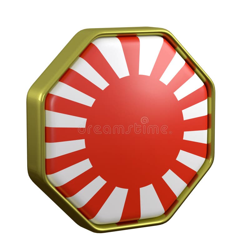 3d Rendering of an Imperial Japan Flag Icon Stock Illustration ...