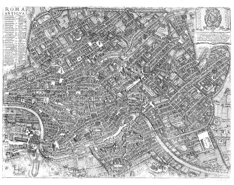 Imperial Rome Map. 1500 Engraving Editorial Photo - Image of buildings ...