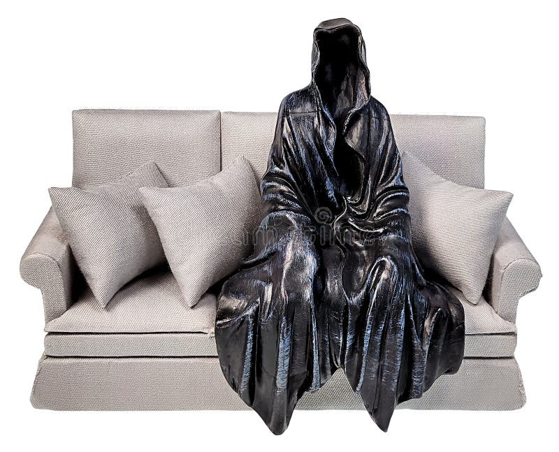 Death sitting on a couch stock image. Image of loss - 343524699