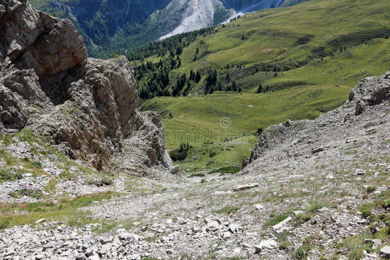 Impervious and Very Steep Path Along a Scree in the Italian Dolo Stock ...