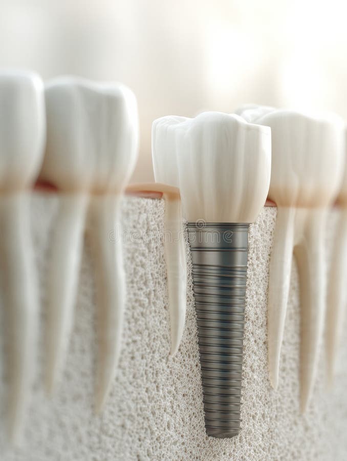 Implant Embedded in Natural Bone Texture Showcasing Advanced Dental ...