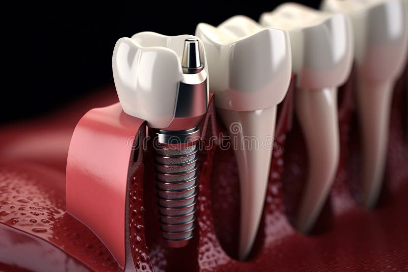 Implant in Human Jaw Close-up Stock Photo - Image of transparent ...