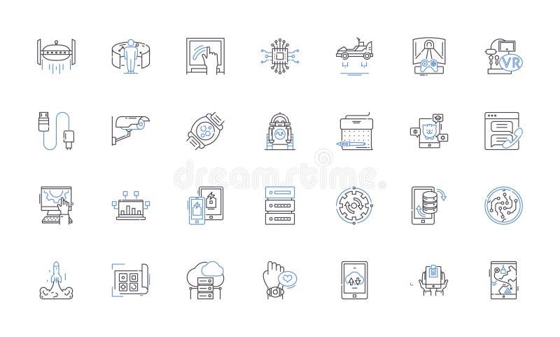 Implement Machinery Line Icons Collection. Automation, Mechanize ...