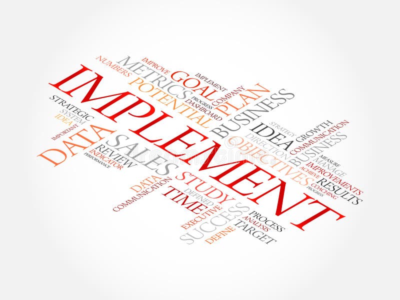 Implement word cloud stock illustration. Illustration of implementation ...