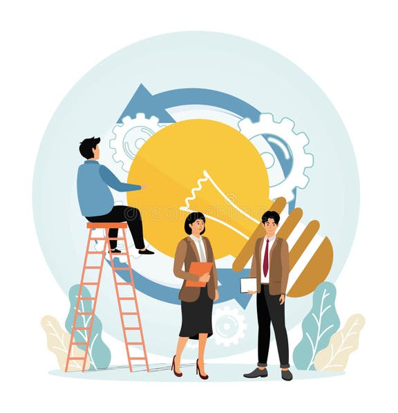 Implementation Concept. Creative Team Collaborating on a Project ...