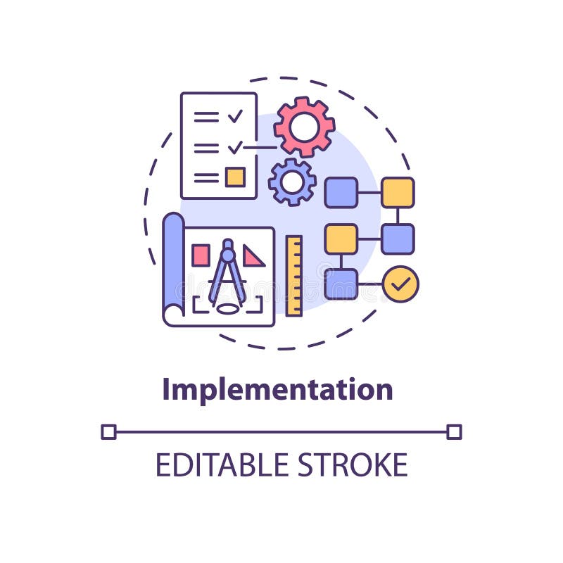 Implementation Concept Icon Stock Vector - Illustration of organization ...