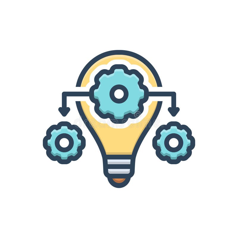 Color Illustration Icon for Implementation, Cogwheel and Develop Stock ...