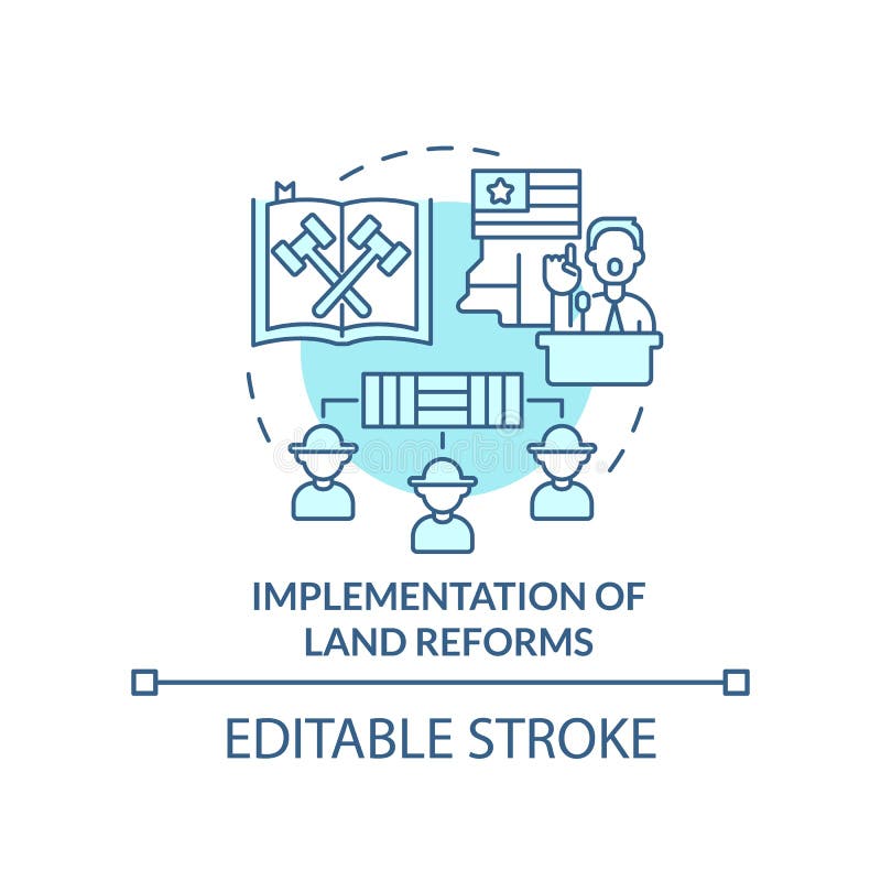 Implementation of Land Reforms Turquoise Concept Icon Stock Vector ...