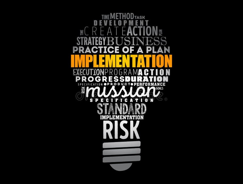 Implementation Light Bulb Word Cloud Collage Stock Illustration ...