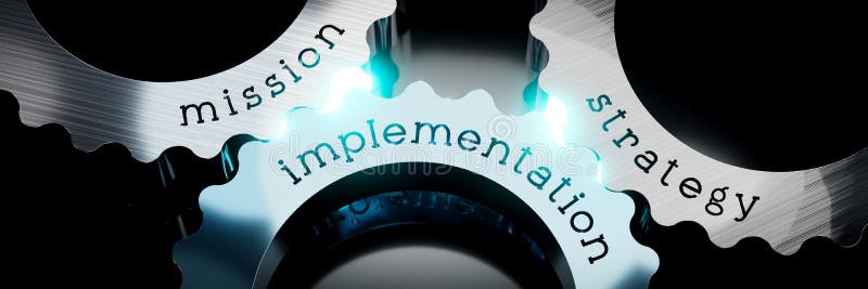 Implementation, Mission, Strategy - Gears Concept - 3D Illustration ...