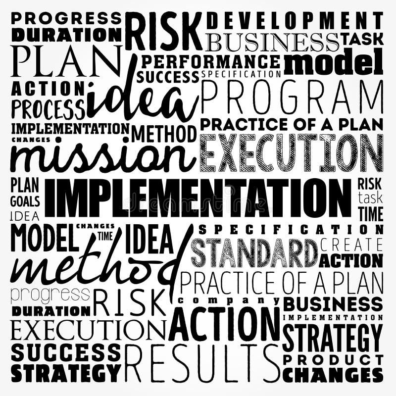 Implementation Word Cloud Collage, Business Concept Background Stock ...