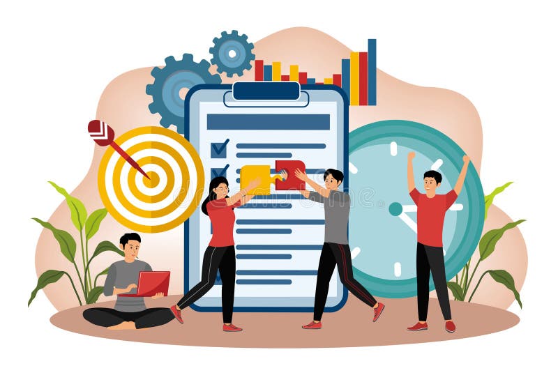 Implementing Business Solution. Plan and Analysis. Stock Vector ...