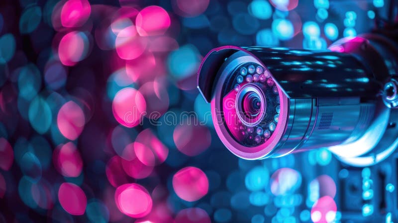 Implementing Control in Cities, Security Camera Close Up, Night Time ...