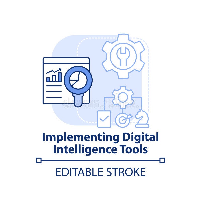 Implementing Digital Intelligence Tools Light Blue Concept Icon Stock ...