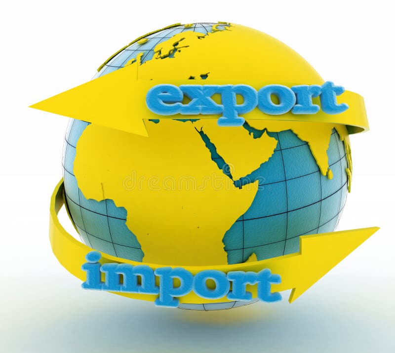 Import and Export Arrow Around Earth for Business Stock Illustration ...