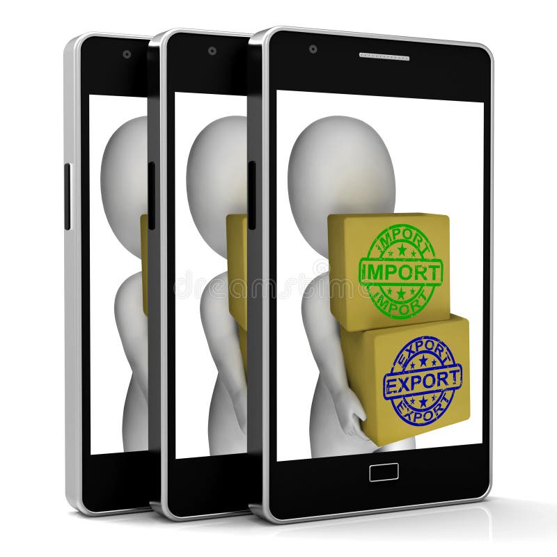 Import Export Boxes Mean Global Trade Importing and Exporting Stock ...