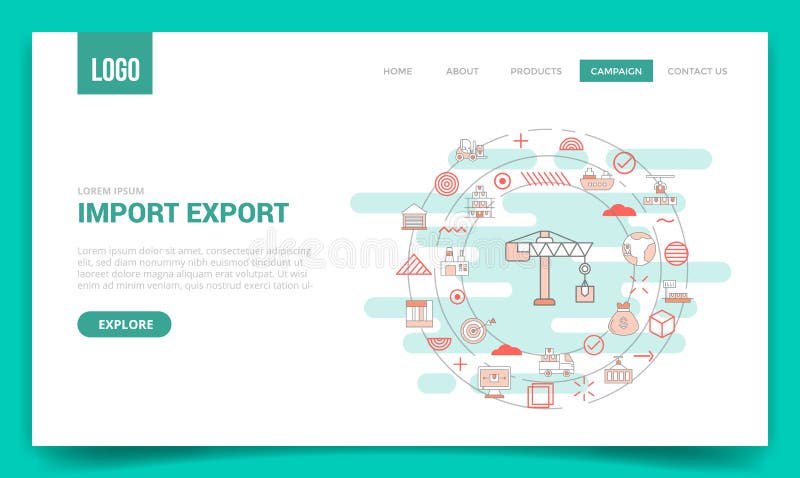 Import and Export Concept with Circle Icon for Website Template or ...