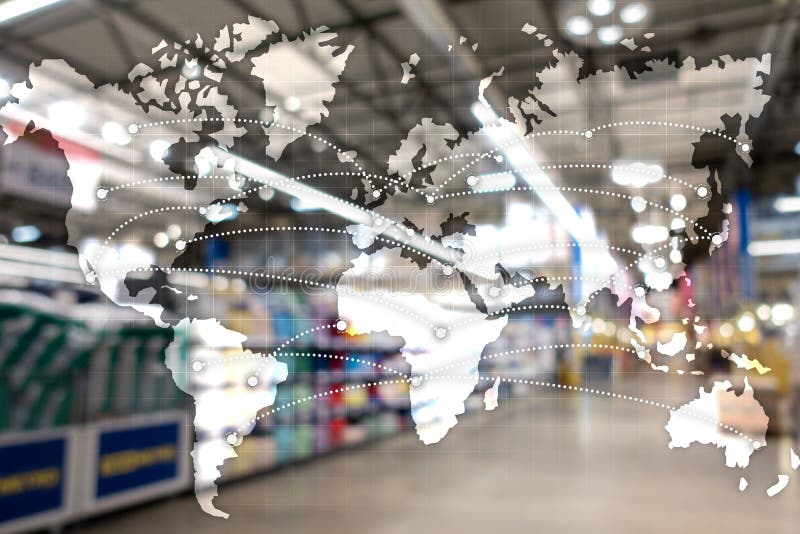 Import Export Concept. Map Global Logistics Partnership. Stock Image ...