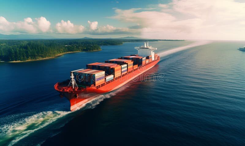 Import Export Container Ship on the Sea, Ai Generative Stock ...