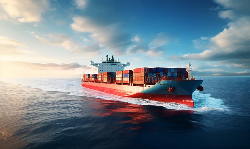 Import Export Container Ship on the Sea, Ai Generative Stock ...