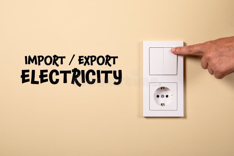 Import and Export of Electricity. Light Switch on a Beige Wall Stock ...