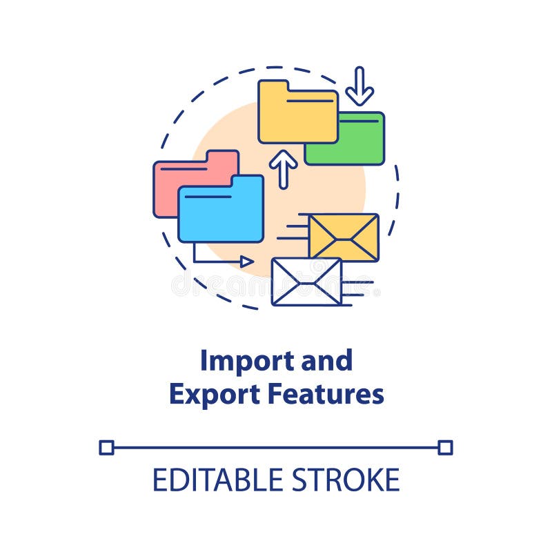 Import and Export Features Concept Icon Stock Vector - Illustration of ...
