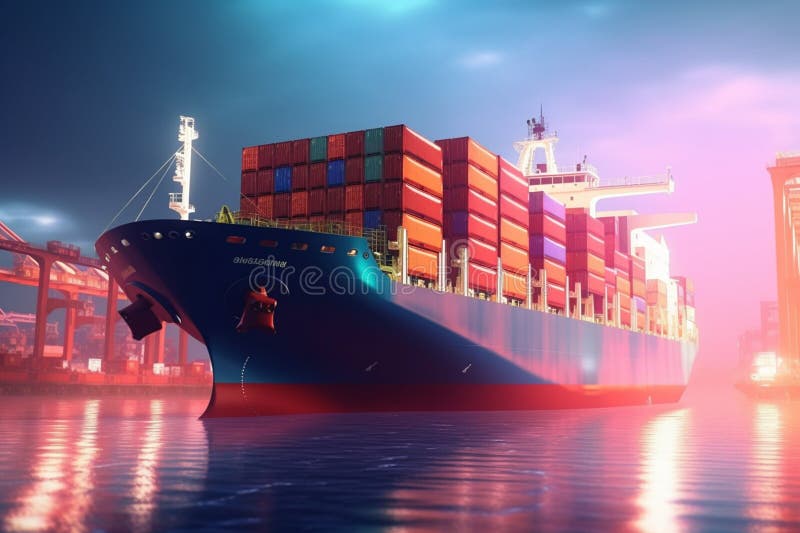 Import-export Flow, Background of Business Logistics and Cargo Ship ...