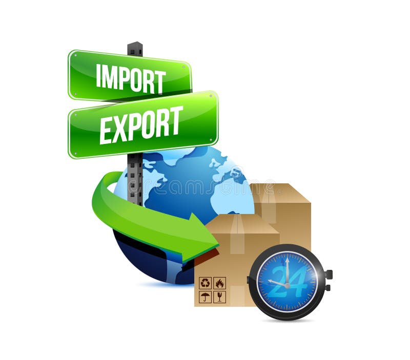 Import and Export Arrow Around Earth for Business Stock Illustration ...