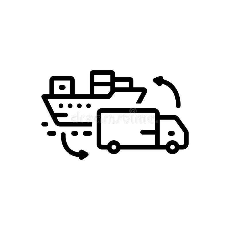 Black Line Icon for Import Export, Transport and Cargo Stock Vector ...