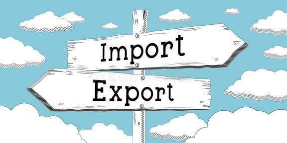 Import and Export - Outline Signpost with Two Arrows Stock Illustration ...